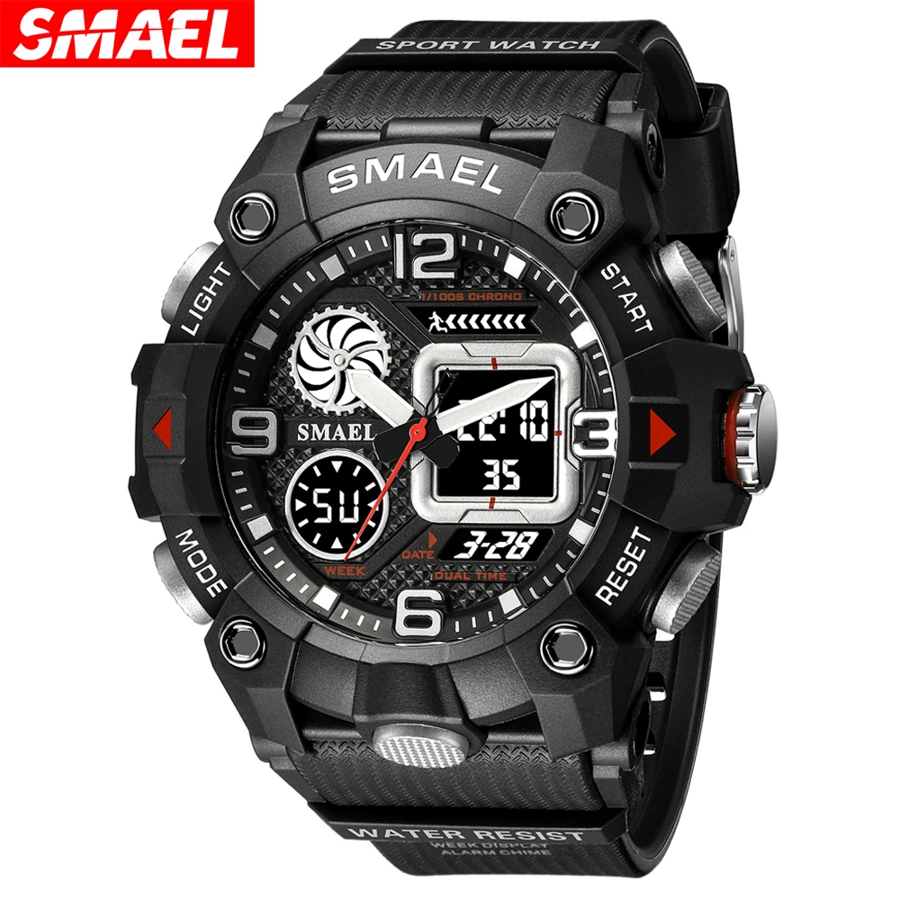 SMAEL Dual Time Display Watch for Men's Electronic Sport Wristwatch ...