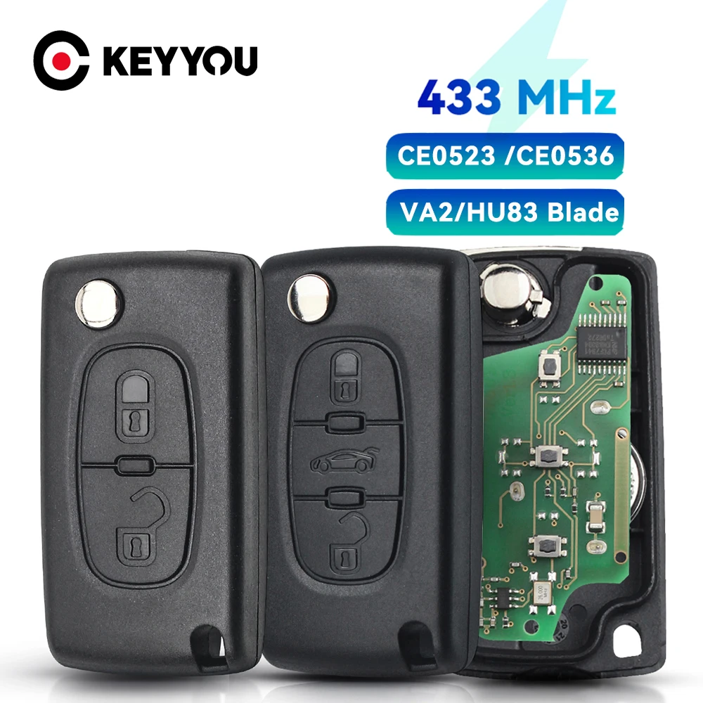 Keyyou 2/3 Buttons Filp Remote Car Key 433mhz For Citroen C1 C2 C3 C4 ...