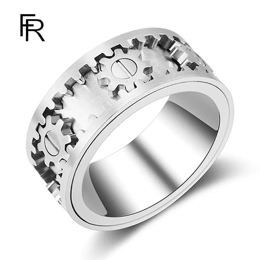 Time to Run Anillo de engranaje de acero de titanio para hombre Pulsera ...
