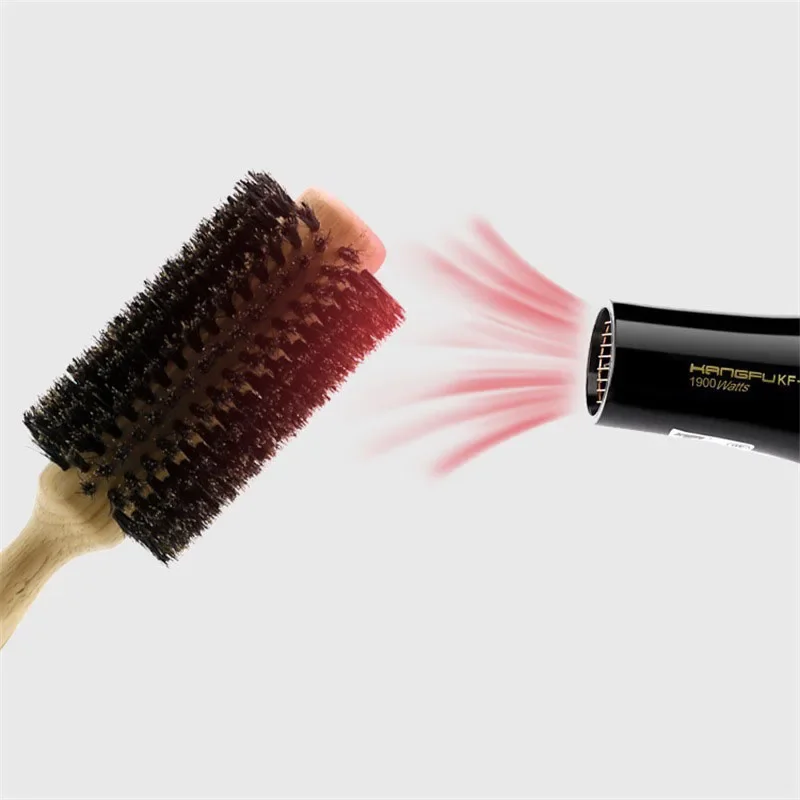 6-Sizes-Barber-Salon-Wood-Handle-Boar-Bristles-Round-Brush-Removable ...