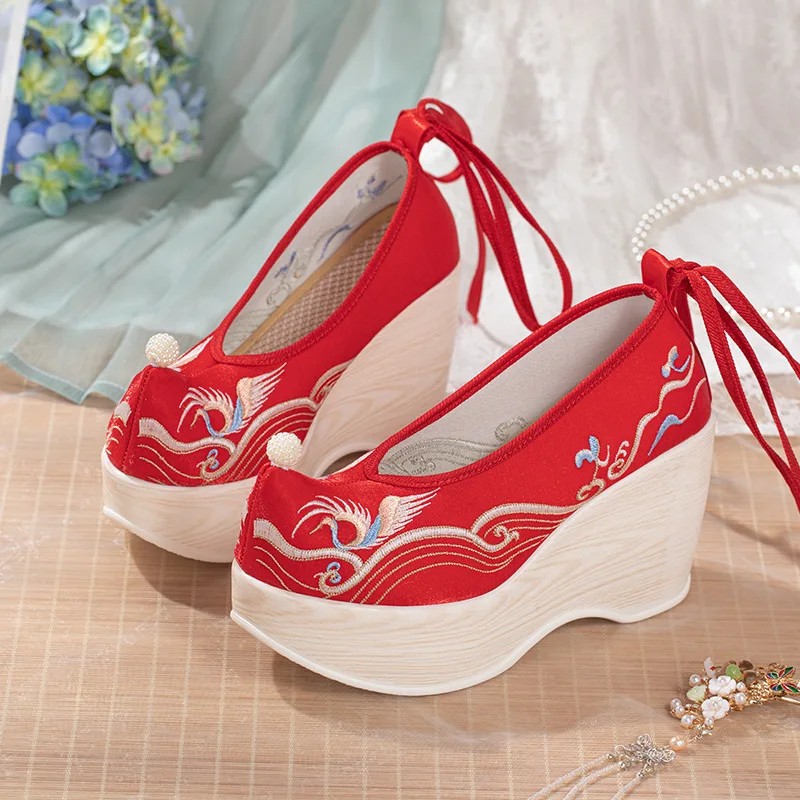 Women Cheongsam Hanfu High-heeled Embroidered Shoes Chinese Style ...