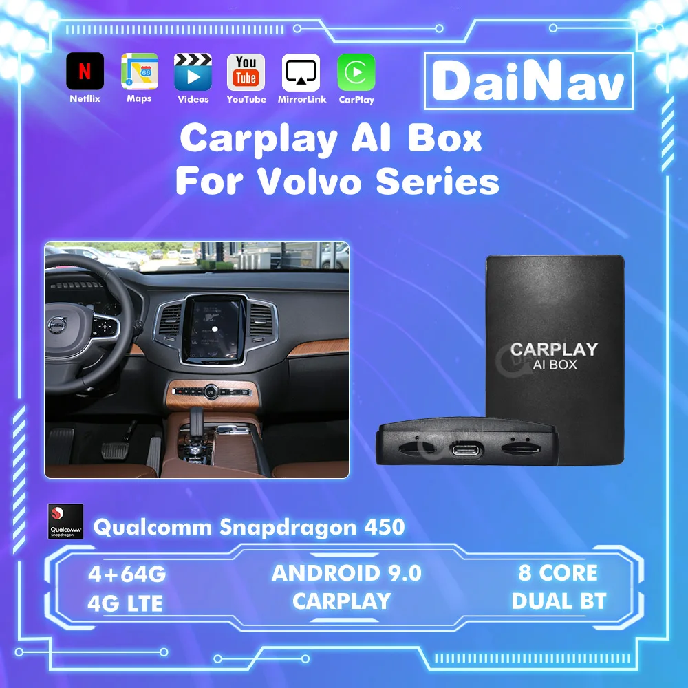 Wireless CarPlay Ai Box For Volvo Series Android 9 Plug and Play ...