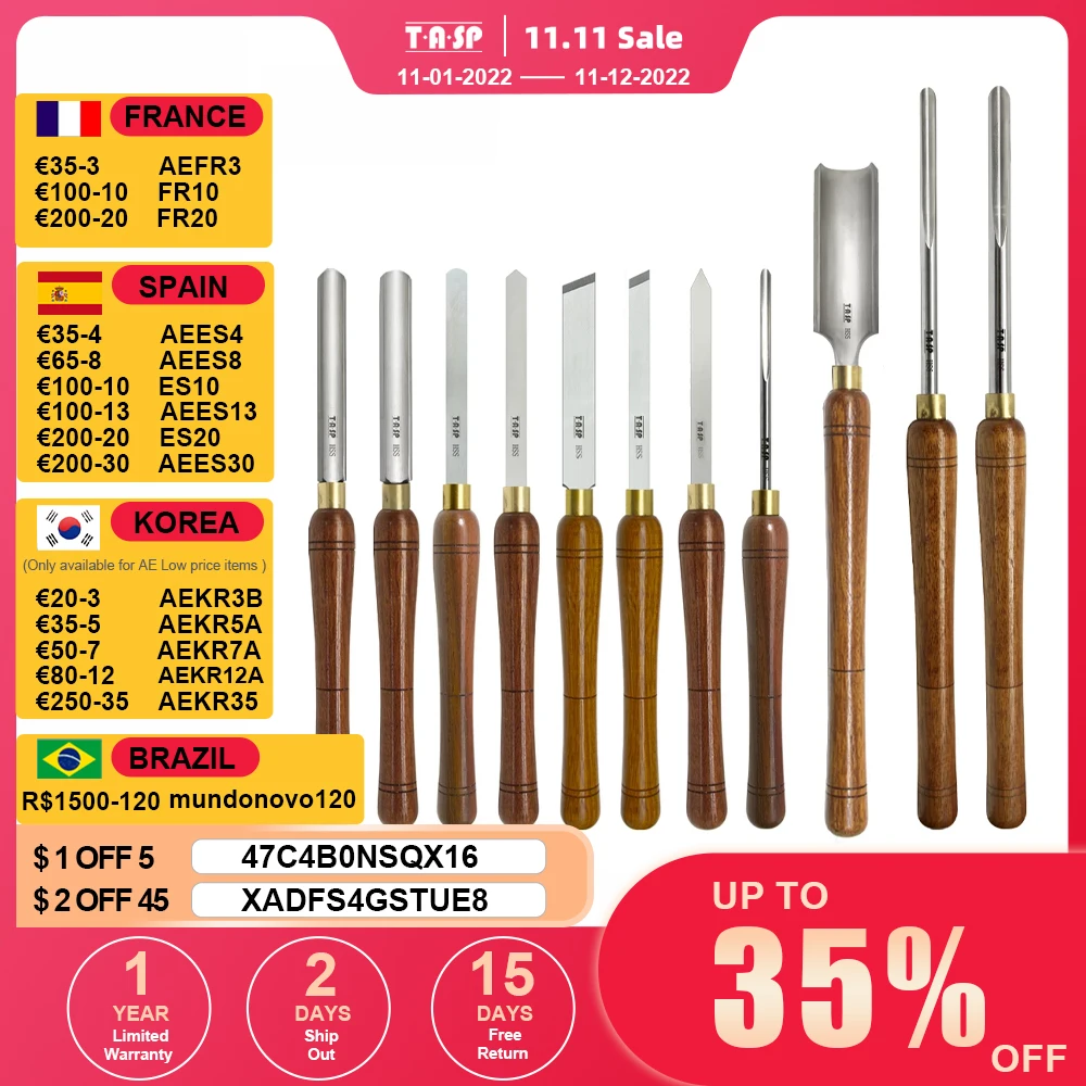 TASP HSS Woodturning Gouge Wood Lathe Turning Tools Spindle Bowl ...