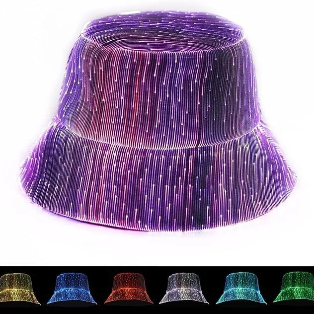 Fashionable Led Mutil-Color Luminous Glowing Hat Fiber Optic Cyberpunk ...