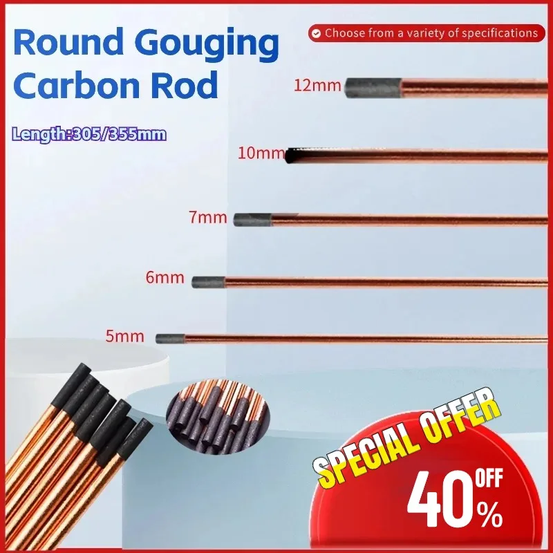 5pcs-Copper-Round-Graphite-Electrode-Rod-Air-Carbon-Arc-Gouging-Rods ...
