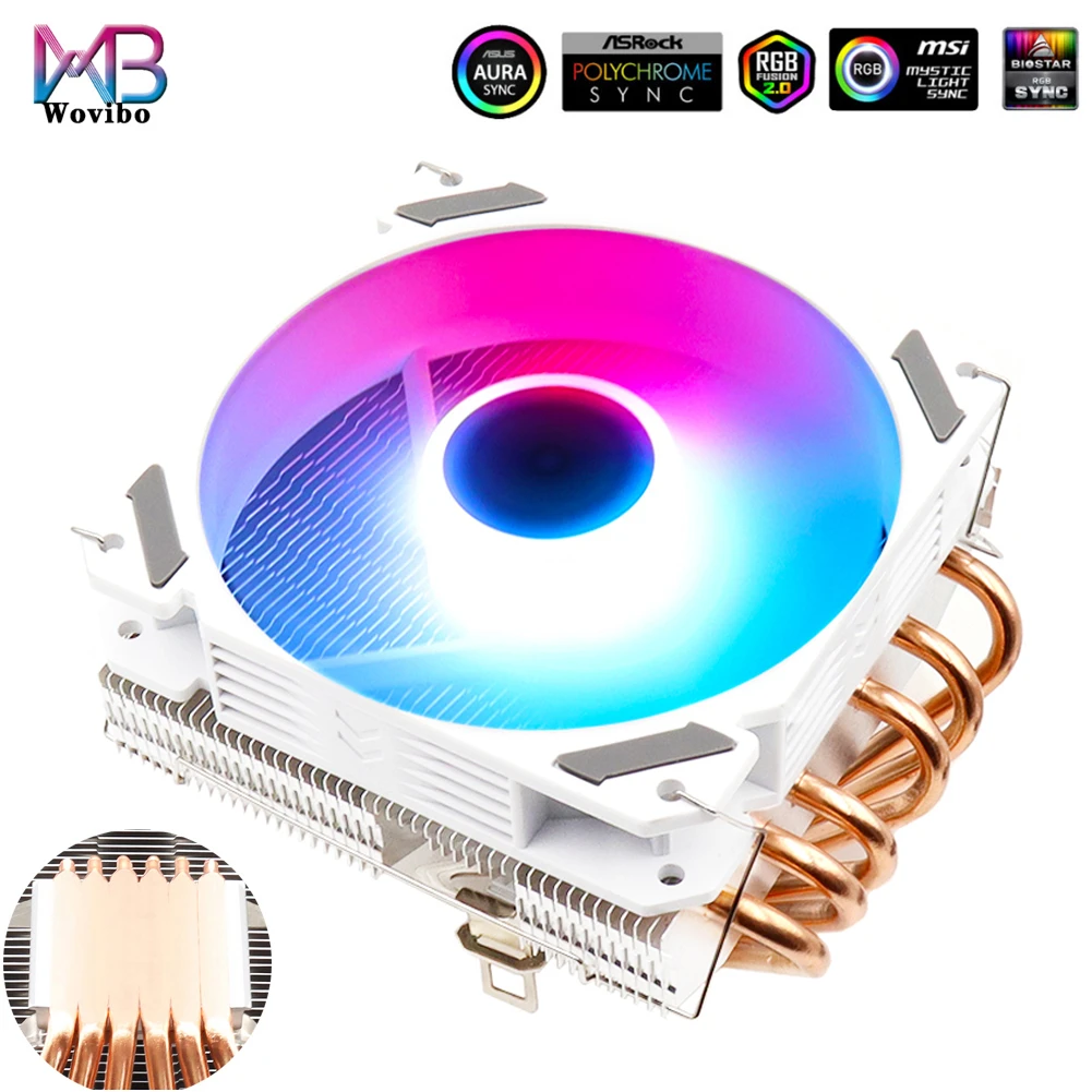 Argb Cpu Radiator Fan Low Profile Cooler Pwm 4pin 130w Lga 1150 1151 ...