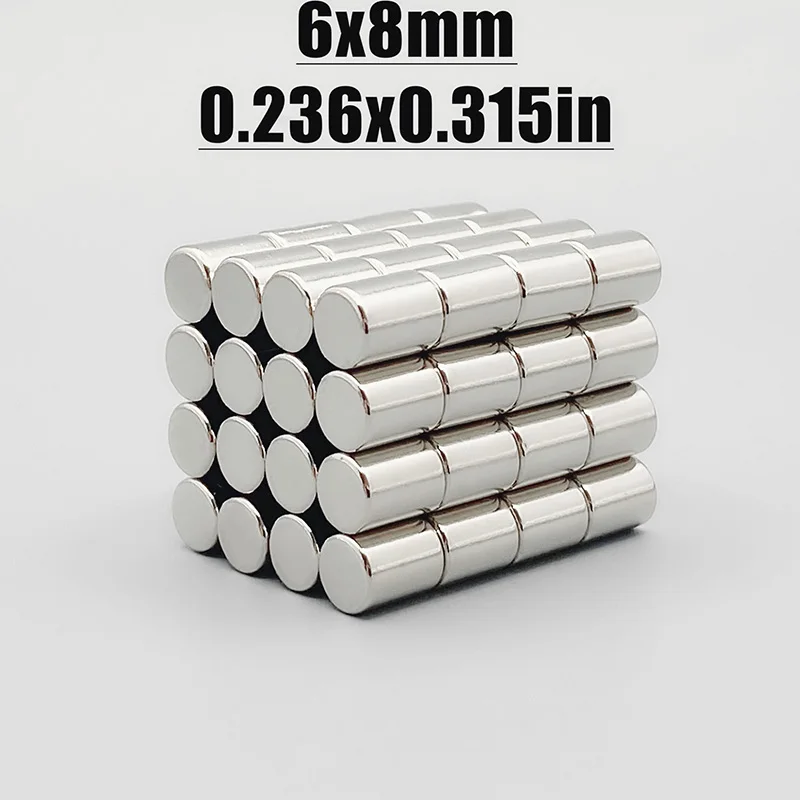 10-20-50-100Pcs-6x8-Neodymium-Magnet-6mm-x-8mm-N35-NdFeB-Round-Super ...