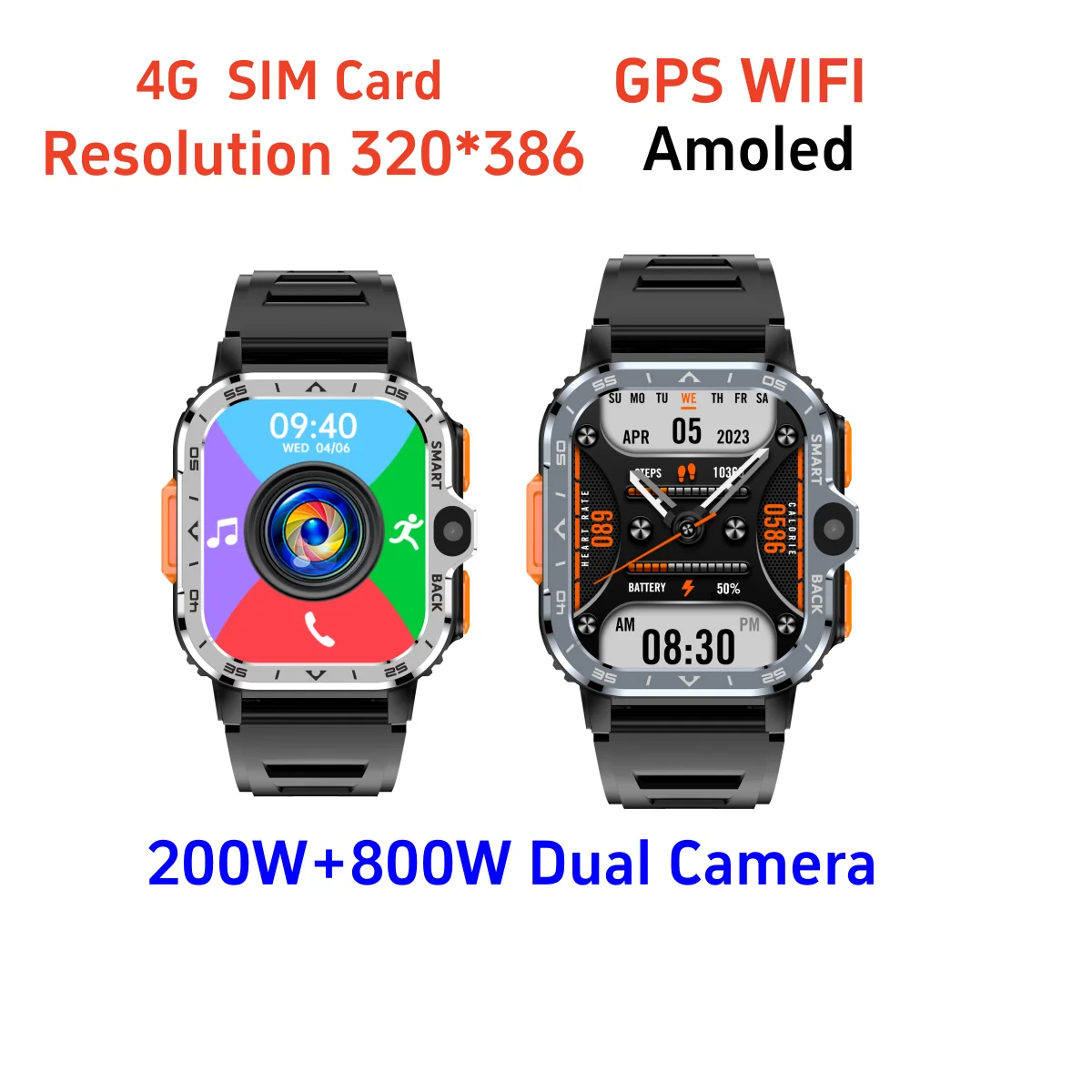 PGD-SmartWatch-4G-LTE-GPS-Wifi-SIM-Card-NFC-Dual-Camera-Rugged-16-64G ...