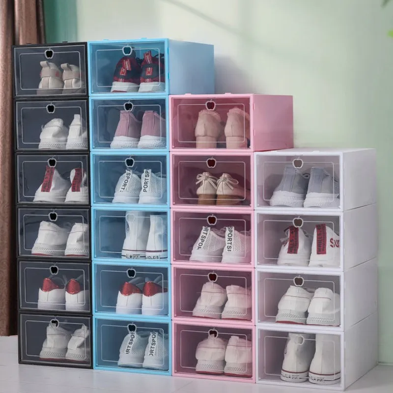 1PC Fold Plastic Shoes Case Plastic Shoe Boxes Thickened Transparent ...