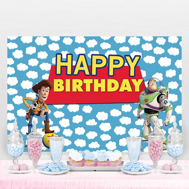 Disney Custom Toy Story Woody Buzz Lightyear Cloud Birthday Banner ...