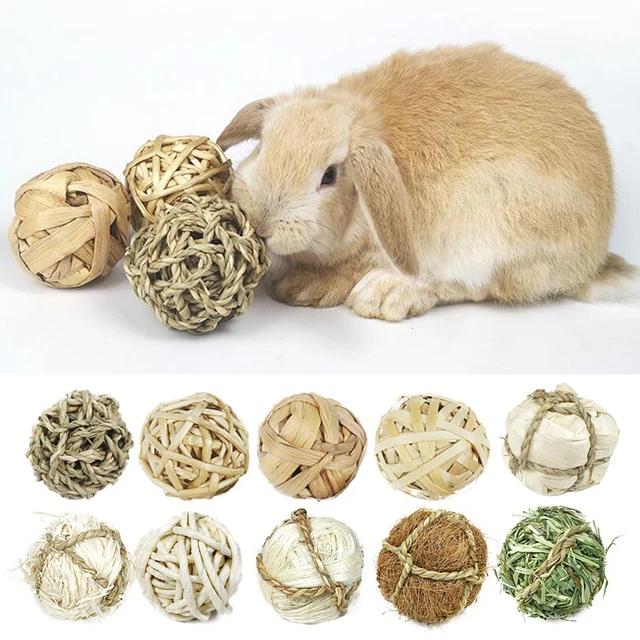 Natural Hand-Woven Straw Ball Rabbit Hamster Guinea Pigs Sepak Takraw ...
