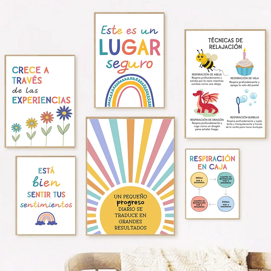 Spanish-Education-Motto-Rainbow-Sunshine-Wall-Art-Canvas-Painting ...
