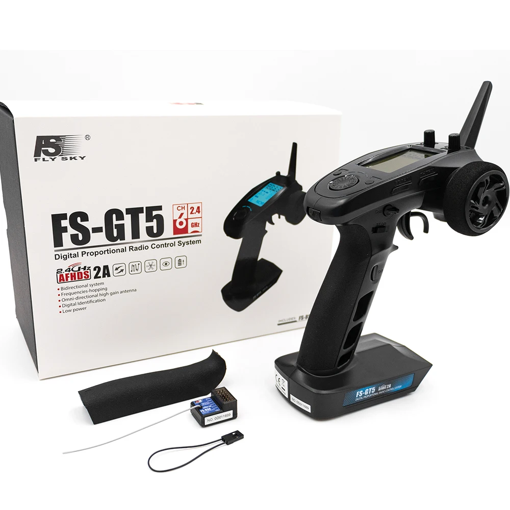 Flysky-リモコン付き送信機FS-GT5 g,2.4 rc,自動車,ボート,車両用のFS-BS6受信機付き