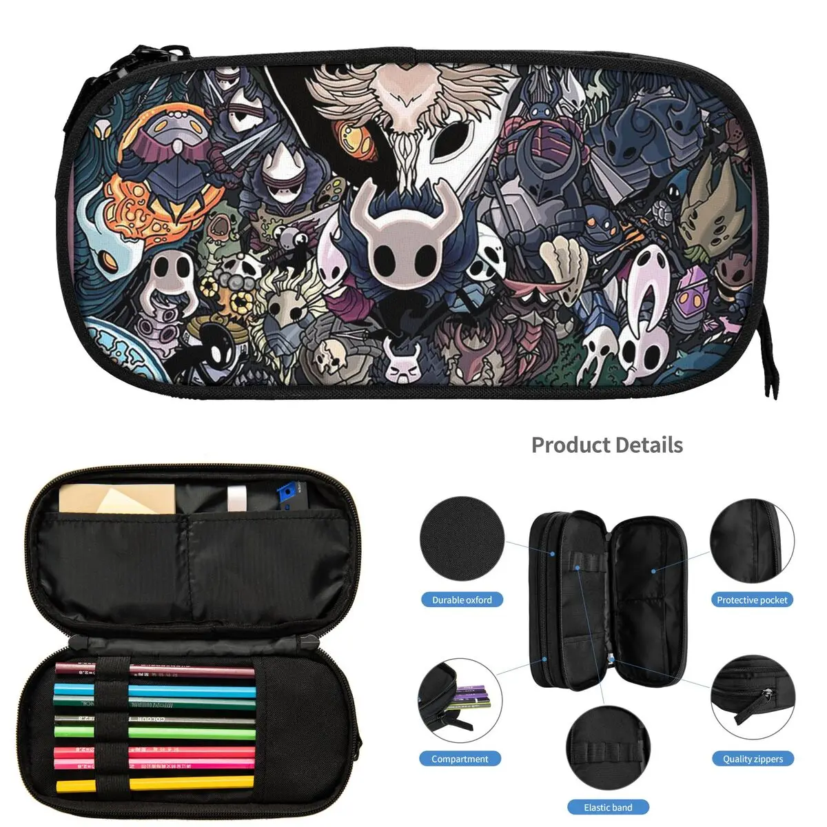 Hollow Knight Pencil Cases for Students School Pen Box Pencil Bag Large ...