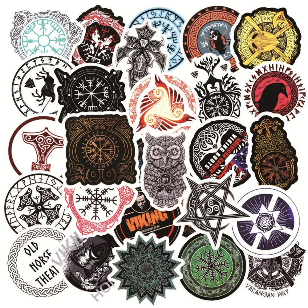 50pcs-Cool-Viking-Stickers-Aborigine-Theme-Runic-Compass-Viking-Totem ...
