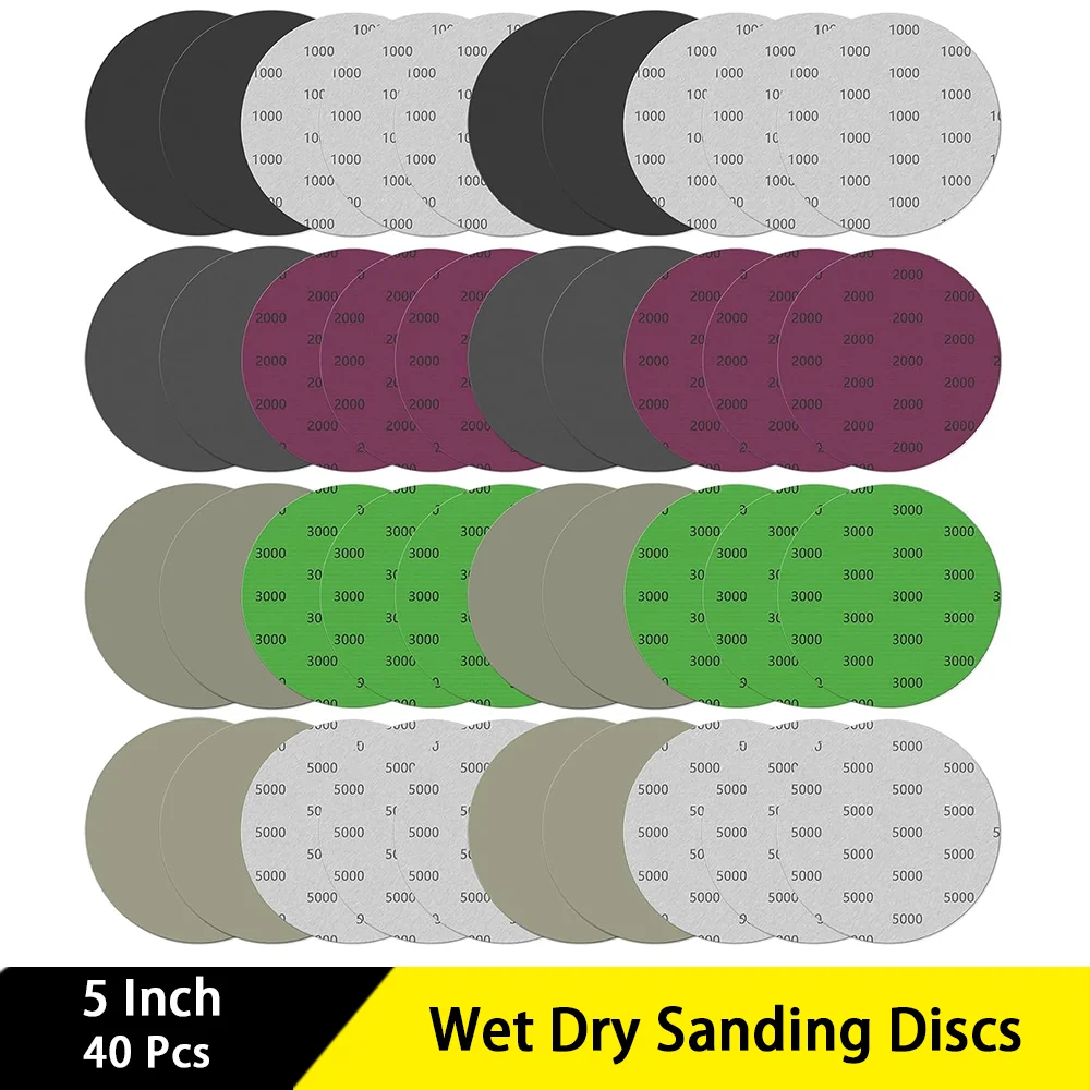5-Inch-Wet-Dry-Sanding-Discs-40-Pcs-Hook-Loop-Orbital-Sandpaper ...