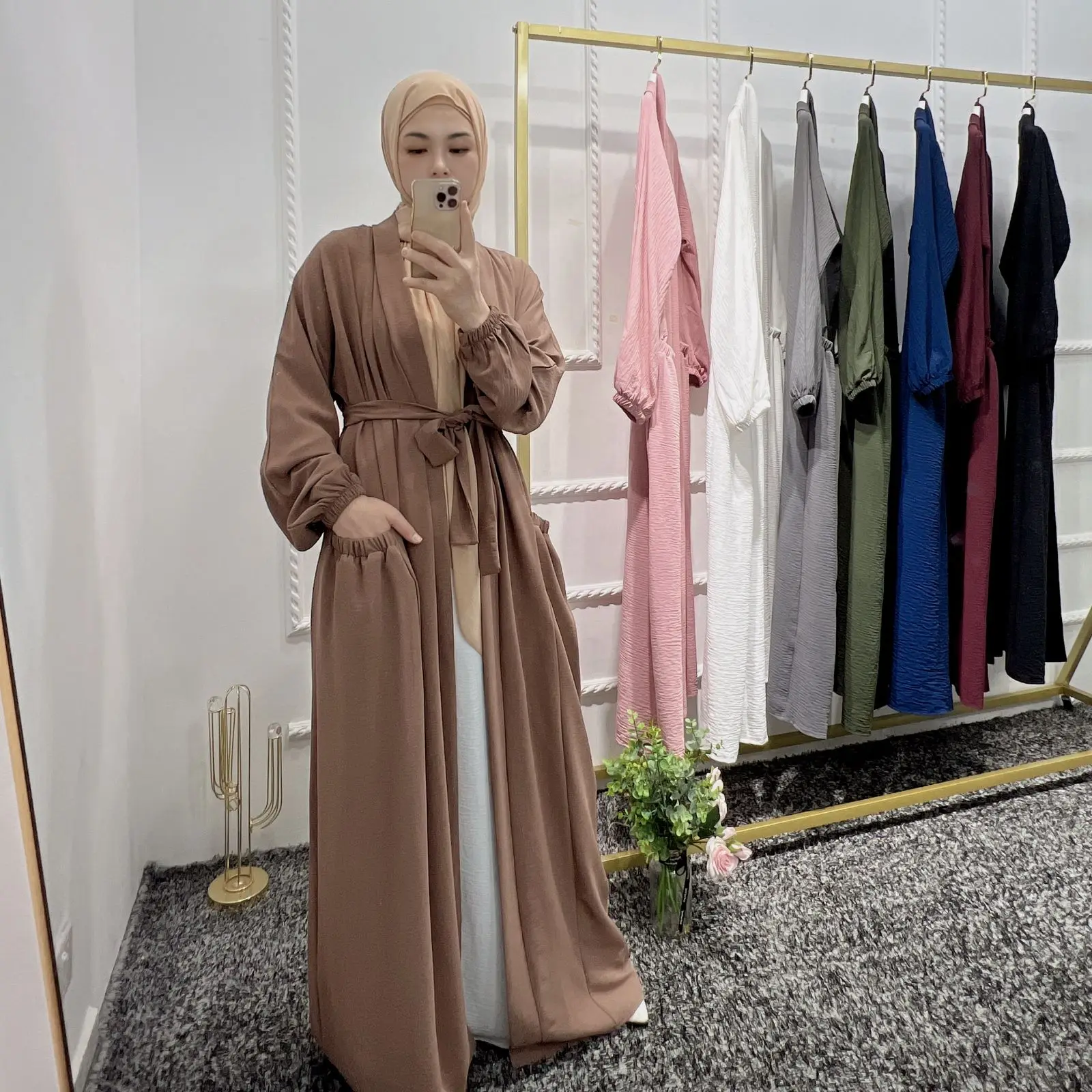 2 Piece Abaya Dubai Islam Turkey Caftan Long Sleeves Muslim Sets Modest ...