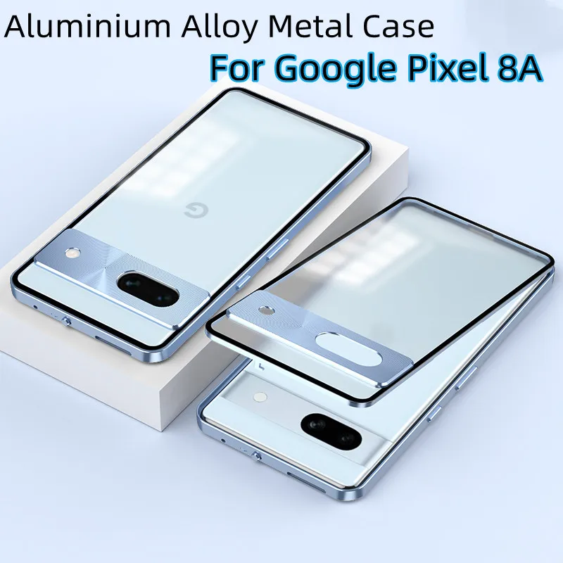 Case For Google Pixel 8A Aluminium Alloy Metal Frame Tempered Glass ...