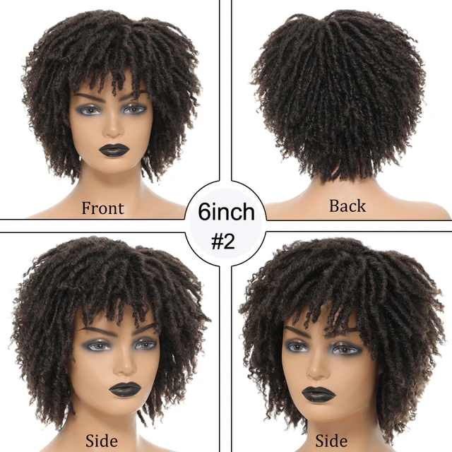 Short Dreadlock Wig for Black Women Afro Curly Twist Wigs Synthetic ...