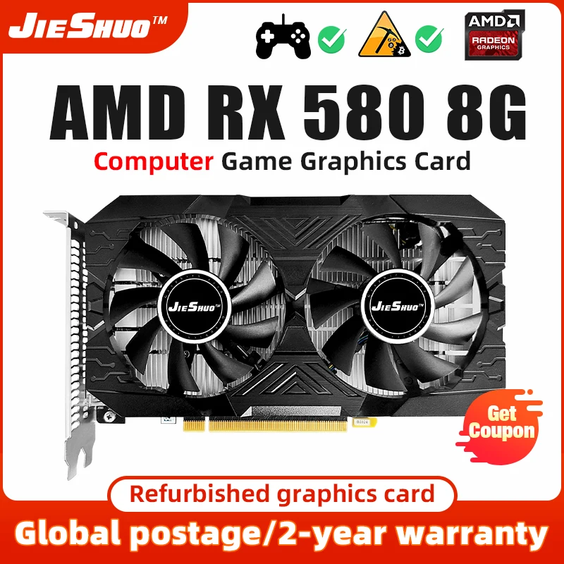 JIESHUO-AMD-RX-580-8GB-Video-graphics-card-GDDR5-256Bit-GPU-rx580-8g ...