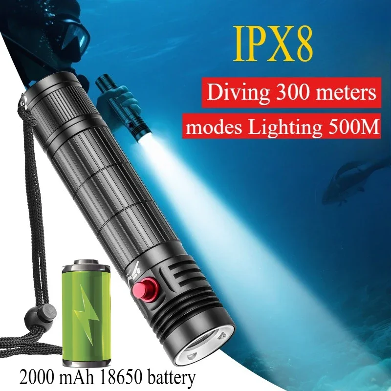 2000mah Professional Diving Flashlight High Powerful Underwater ...