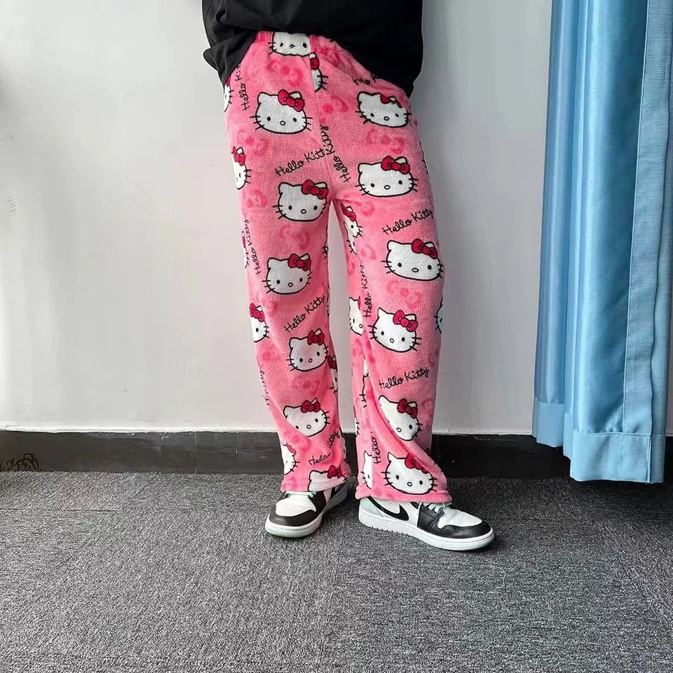 Sanrio-Hello-Kitty-Cartoon-Cute-Fluffy-Flannel-Sleeping-Pants-Women-s ...