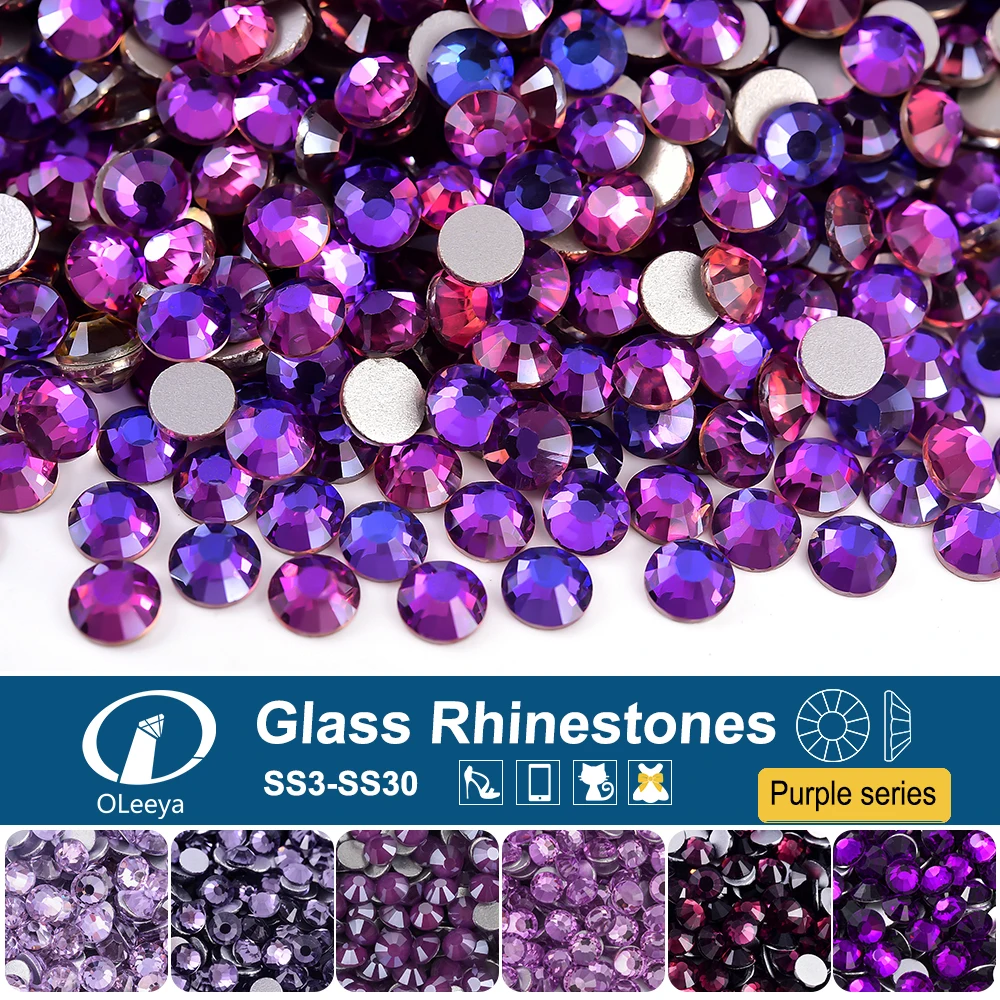 Amethyst Purple Glass Crystals Cтразы Non Hot Fix Rhinestones Glitter ...