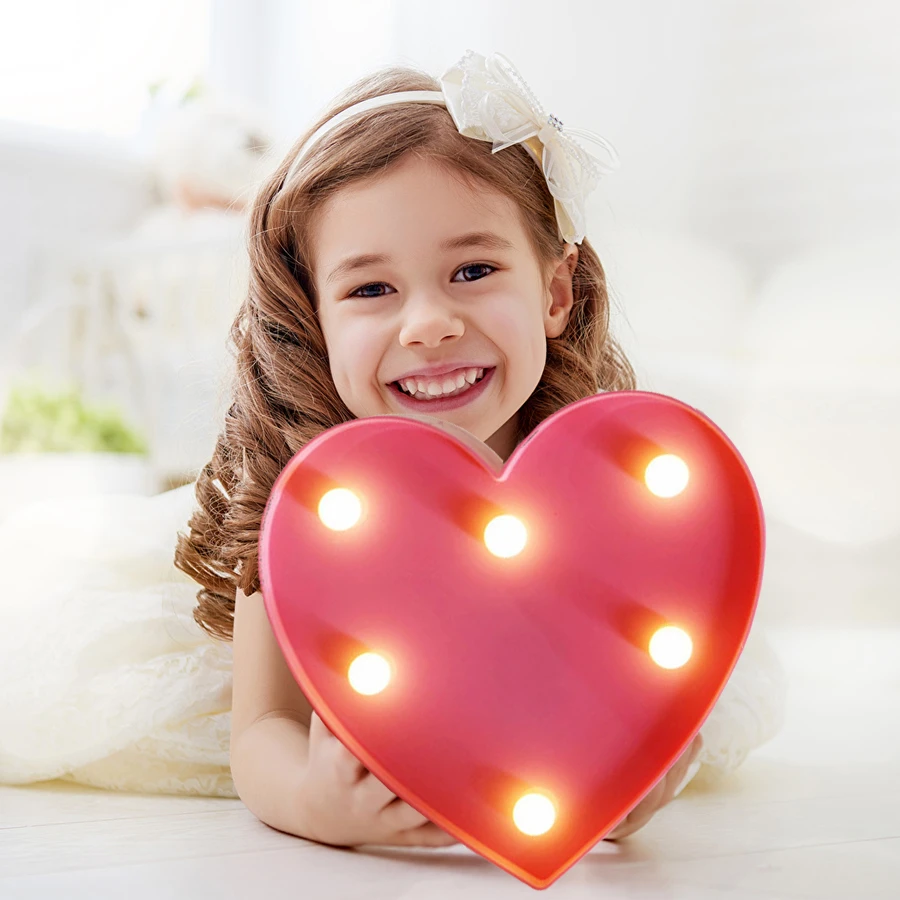 decorative-wall-lighting-bedside-lamp-Red-Pink-heart-led-lamp-3D ...