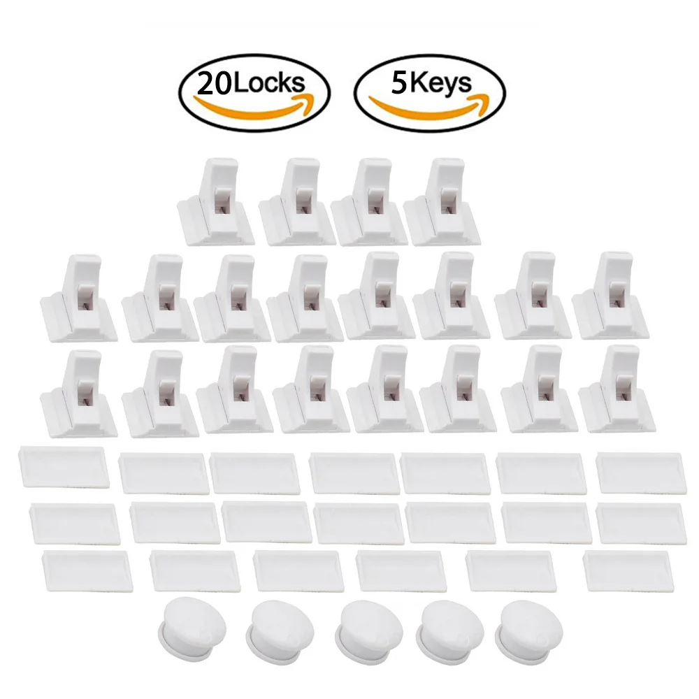 Magnetic-Child-Lock-Children-Protection-Baby-Safety-White-Plastic-Lock ...