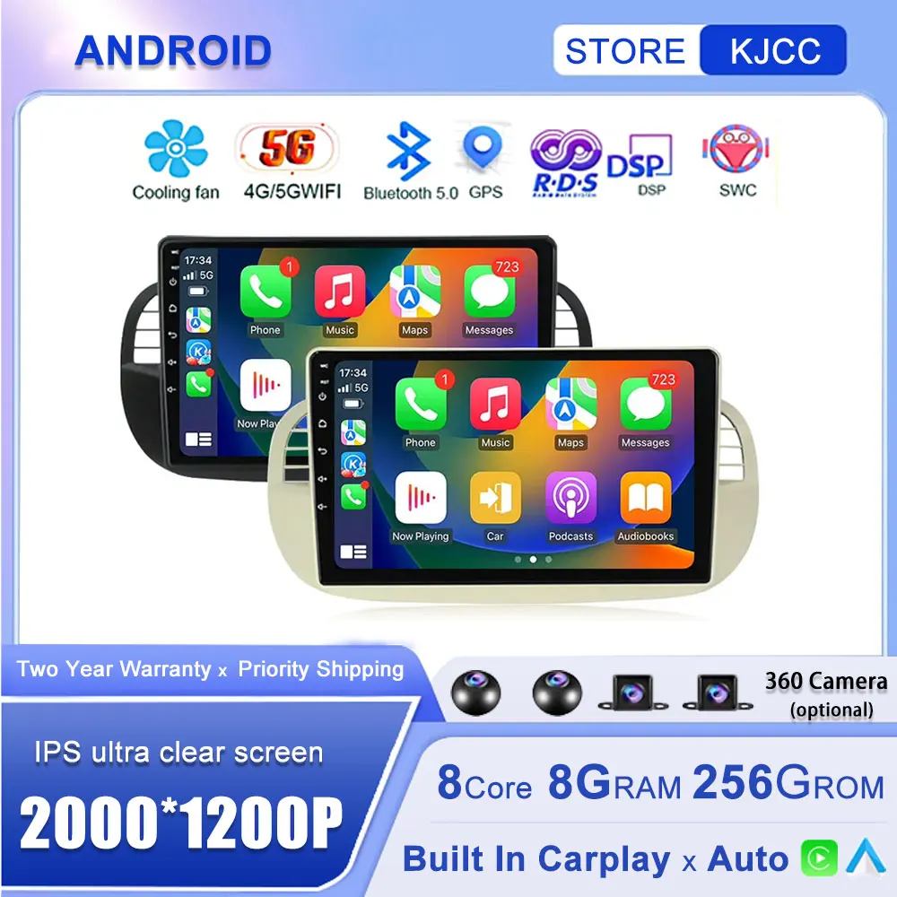 9-Android-14-Car-Radio-Stereo-For-Fiat-500-With-GPS-Navigation-Steering ...
