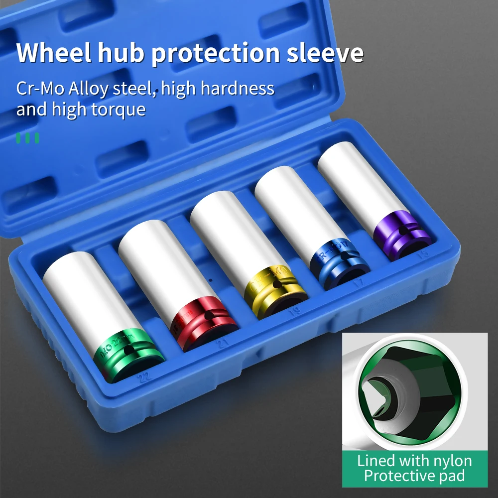 17/19/21/22mm Hex Sockets Pneumatic Wrench Tire Screw Sleeve 1/2 Inch ...