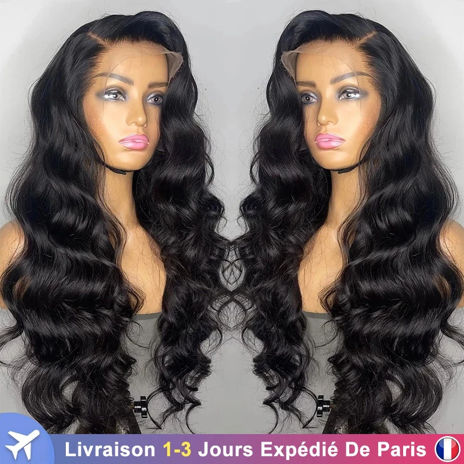 Perruque Lace Frontal Wig Body Wave 13x4 pour femmes, perruque de cheveux humains brésiliens ...