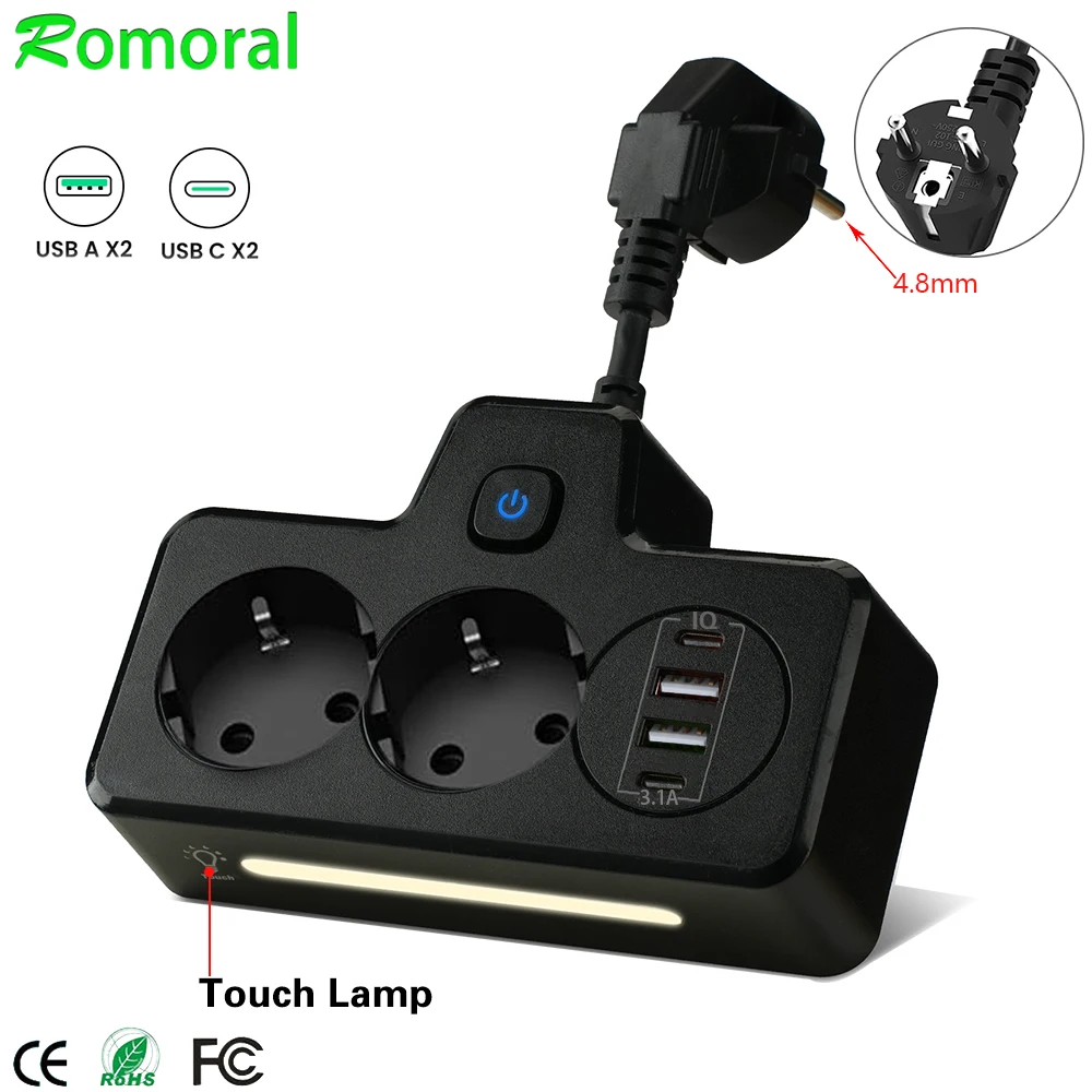 Power-Strip-with-USB-Multiple-Socket-2-Way-2-USB-2Type-C-Wall-Socket ...