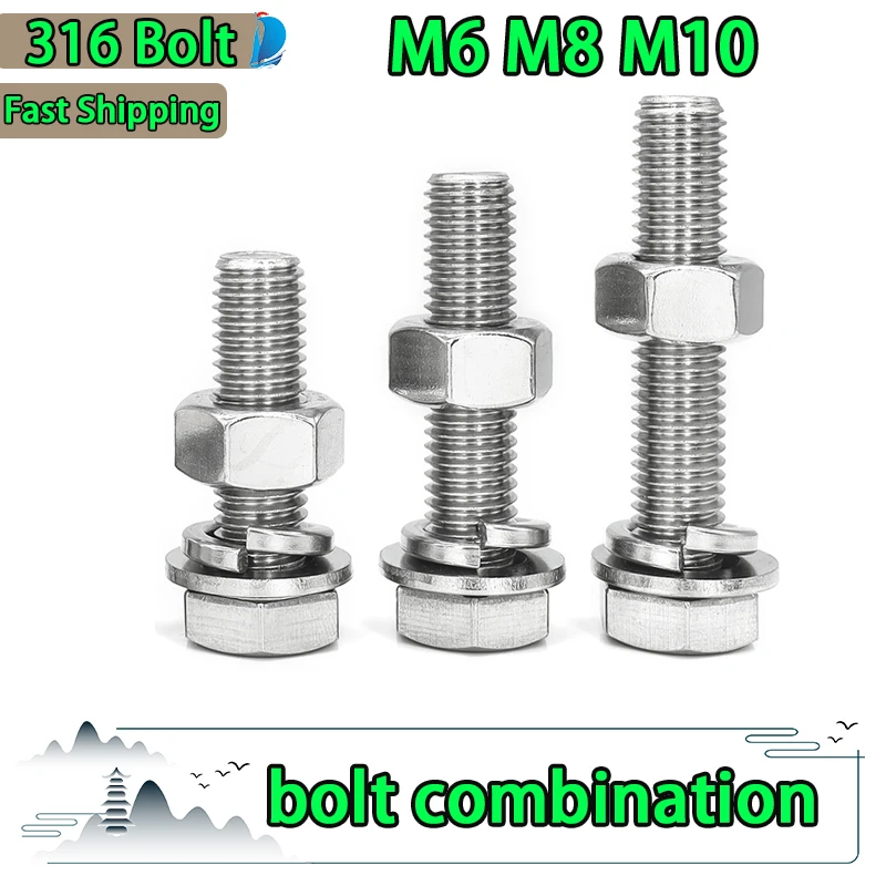 316-Stainless-Steel-Hexagonal-Bolt-Screw-and-Nut-Set-Extended-Screw ...