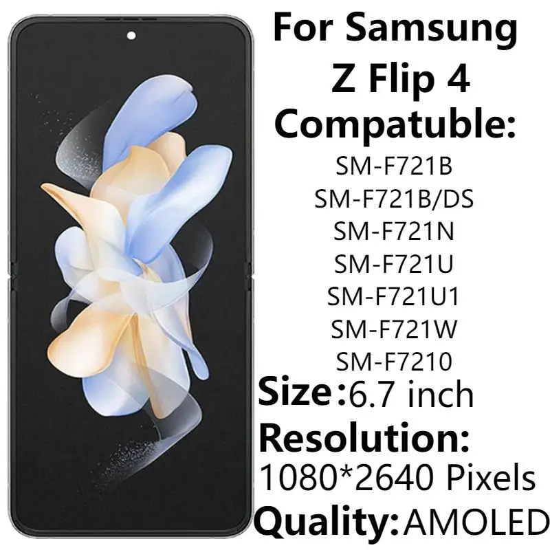 6-7-AMOLED-For-Samsung-Z-Flip-4-LCD-Display-With-Frame-SM-F721B-F721N ...