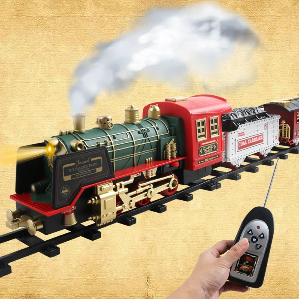 Remote-Control-Train-Rail-Car-Smoke-with-Music-Lights-Christmas-Charge ...