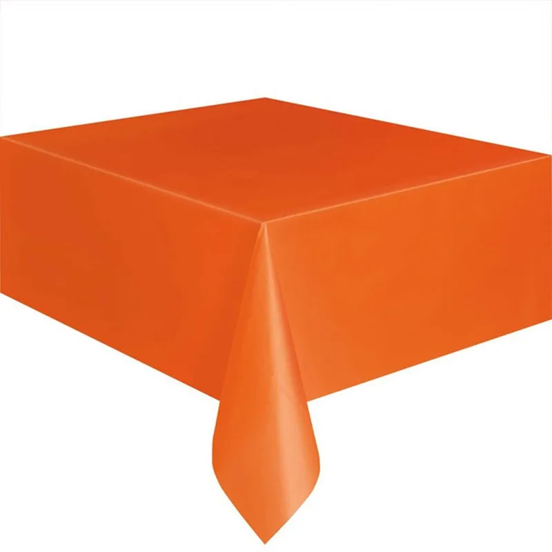 Orange Tablecloth Plastic Disposable Tablecloth Rectangle Solid Color ...