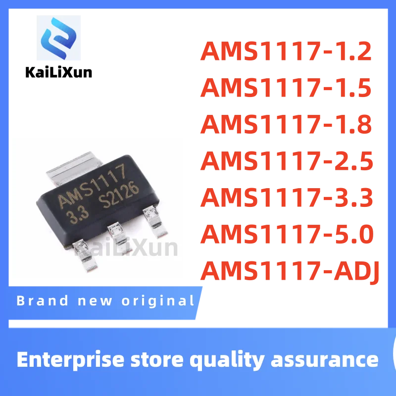 AMS1117-1.2 AMS1117-1.5 AMS1117-1.8 AMS1117-2.5 AMS1117-3.3 AMS1117-5.0 AMS1117-ADJ Chipset, 100 ...