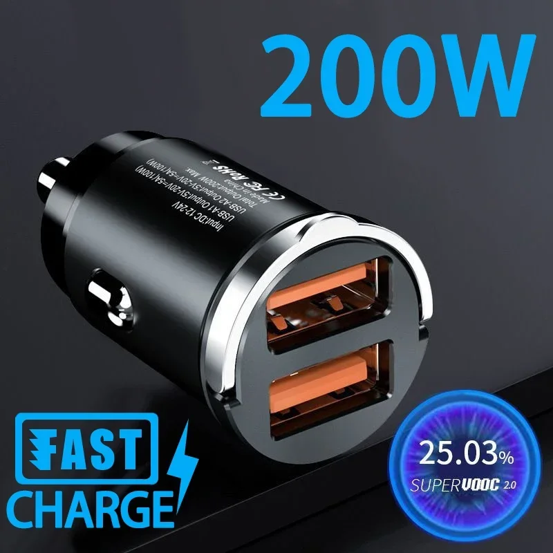 100W-200W-QC3-0-PD-Mini-Car-Charger-12-24V-Lighter-Fast-Charging-Car ...