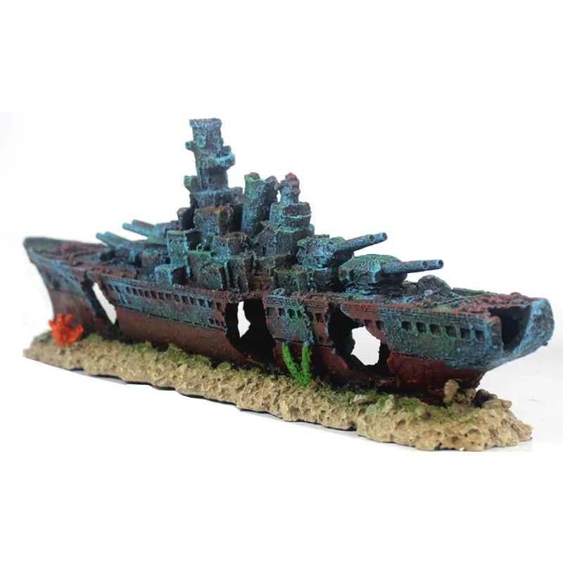 49cm-Navy-Warship-Batttle-Ship-Resin-Boat-Aqaurium-Tank-Fish-Decoration ...