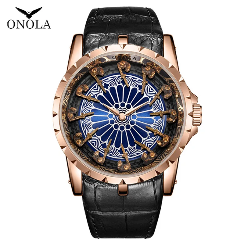 Männer Uhr Top Marke Luxus ONOLA Mode Business Luxus Sport Casual Leder ...