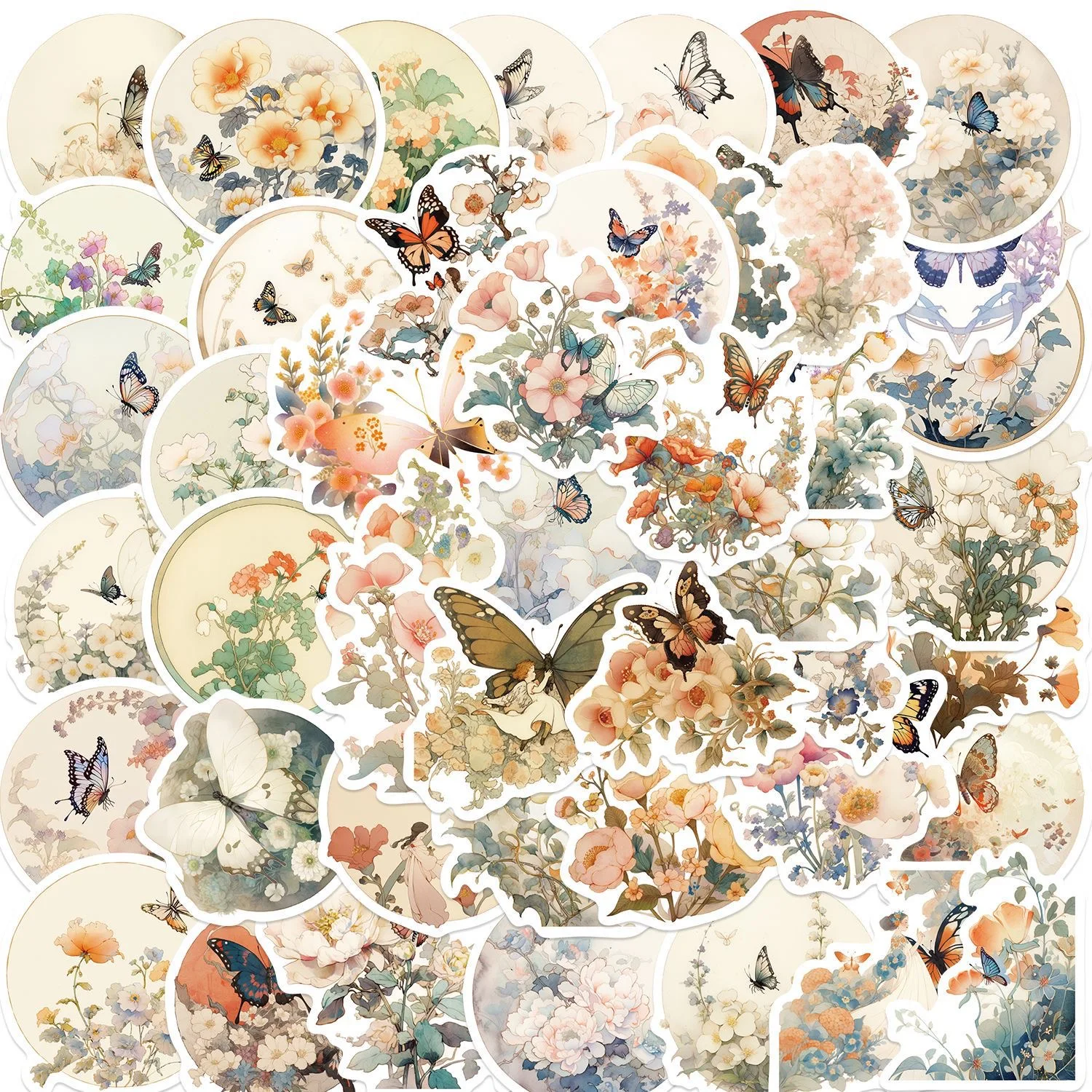 10-50pcs-Ins-Cute-Cartoon-Butterfly-Flower-Stickers-Aesthetic-DIY ...