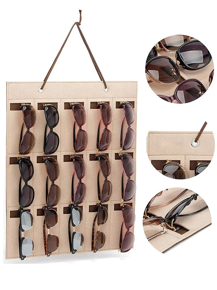 15 Slots Felt Eyeglasses Stand Holder For Sunglasses Glasses Storage ...