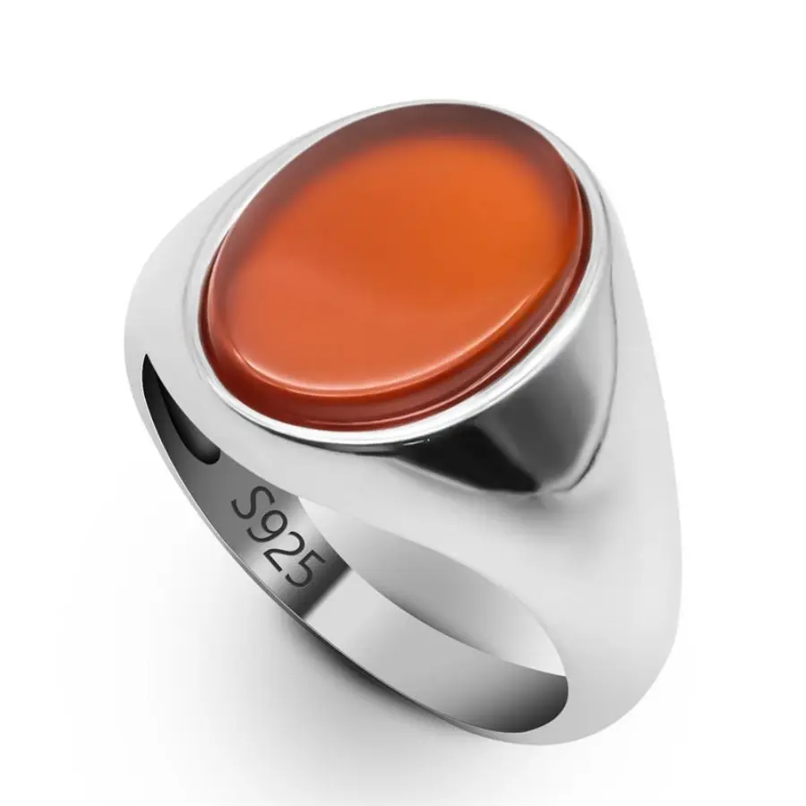 Wholesale-Sterling-Silver-Jewelry-Wedding-Men-Rings-Natural-Red-Agate ...