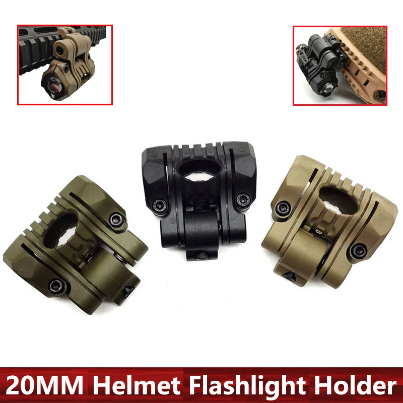 Tactical-25mm-Helmet-Flashlight-Holder-Mount-Bracket-Torch-Clip-Outdoor ...