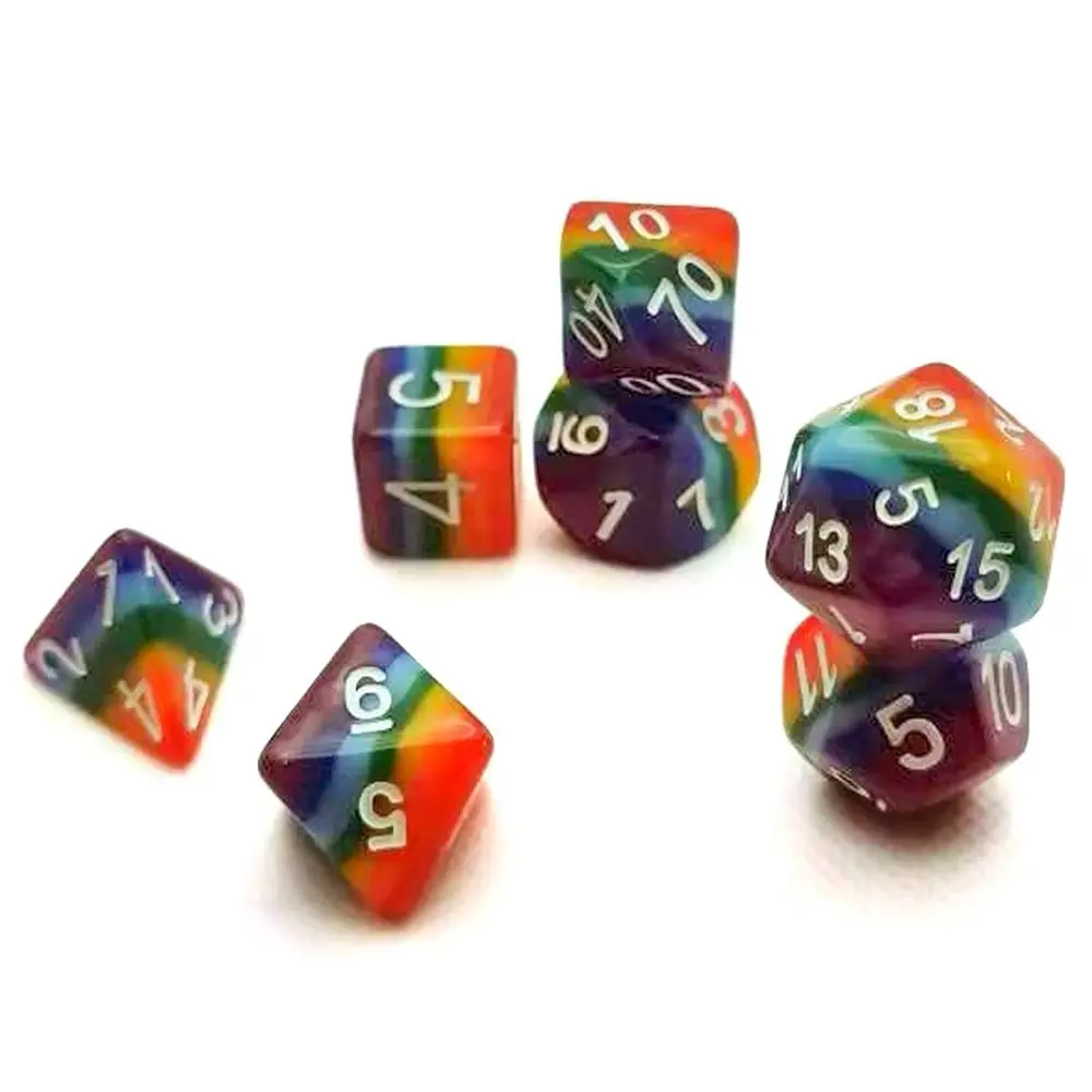 7Pcs-Set-Polyhedral-Rainbow-Dice-Set-Game-Dice-For-TRPG-DND-Accessories ...