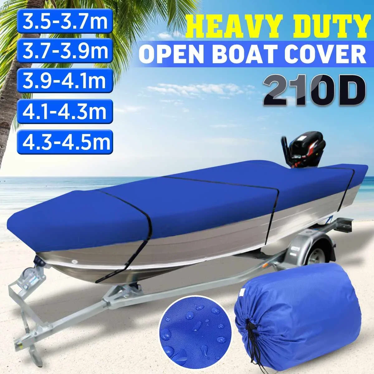 210D Waterproof Open Boat Cover Sunshade UV-Resistant Dust-proof Cover ...