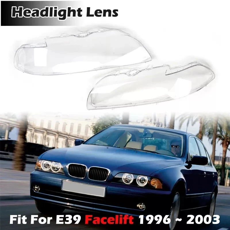 Car Front Headlight Lens Cover For BMW E39 5 Series 1996-2003 ...