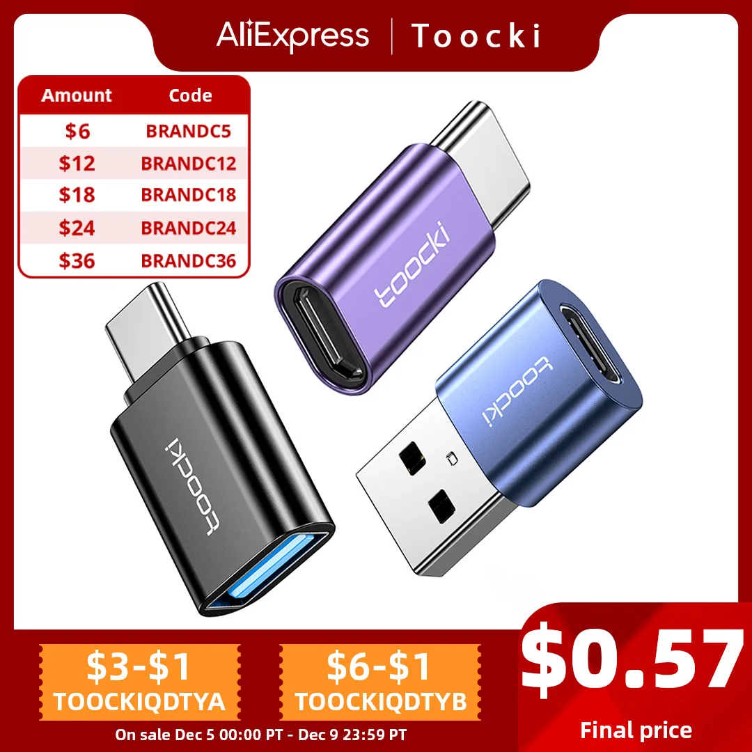 Toocki OTG USB 3.0 To Type C 어댑터 Micro To Type C Male To USB 2.0 Female ...