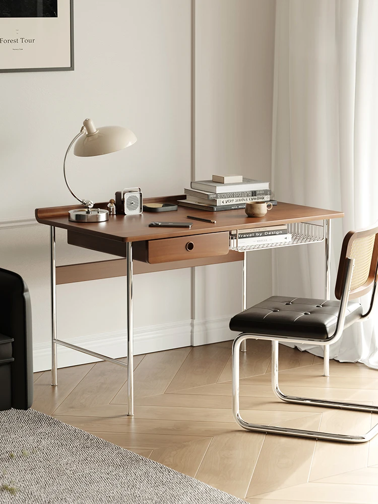 Solid-Wood-Desk-Retro-Small-Apartment-Light-Luxury-Home-Study-Workbench ...